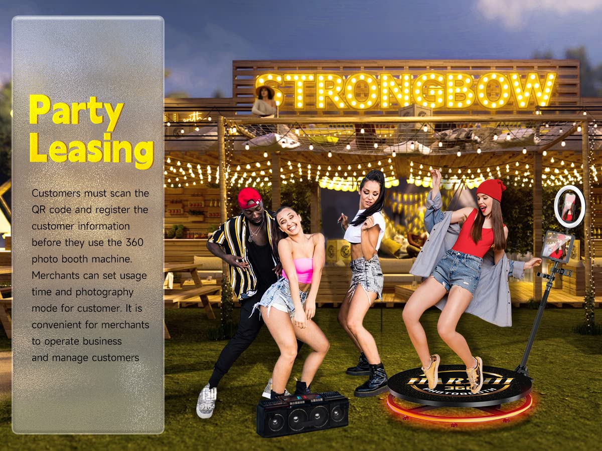 HARZHI 360 Photo Booth 80CM + 24V Battery,360 Slow Motion Photo Booth 31.5" with Honeycomb Case Automatic 360 Spin Camera Machine for Parties Christmas Wedding 3-5 People