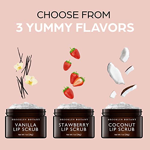 Brooklyn Botany Lip Scrub Exfoliator 1 oz β Lip Moisturizer for Dry Lips and Chapped Lips β Gentle Lip Exfoliator for Smooth and Brighter Lips β Coconut Flavor
