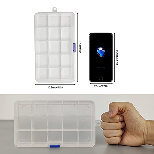 DUOFIRE Plastic Organizer Container Storage Box Adjustable Divider Removable Grid Compartment for Jewelry Beads Earring Container Tool Fishing Hook Small Accessories(15 grids,White x 4)
