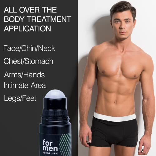 Seroflora For Men Razor Bumps Solution - Ingrown Hair Treatment for Men - Razor Bump Treatment for After Shave & Waxing - Roll-On for Face, Legs, Body (3.5floz)