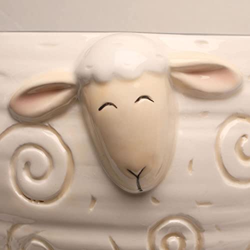 WHAT ON EARTH Yarn Bowl for Crochet Large Sheep Shaped Ceramic Yarn Holder Crochet Bowl Knitting Bowl, 6 Inch Wide x 4 Inch High