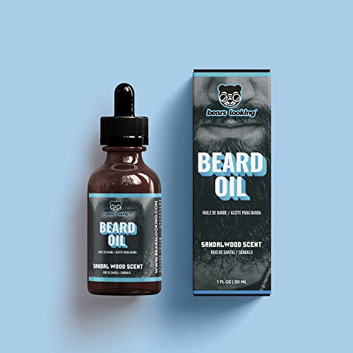 Bears Looking Beard Oil Conditioner - All Natural Sandalwood Scent with Argan Oil - Softens & Strengthens Beards and Mustaches