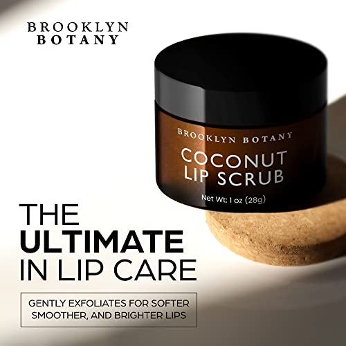 Brooklyn Botany Lip Scrub Exfoliator 1 oz β Lip Moisturizer for Dry Lips and Chapped Lips β Gentle Lip Exfoliator for Smooth and Brighter Lips β Coconut Flavor