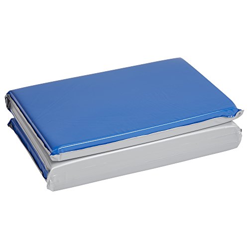 ECR4Kids Premium Folding Rest Mat, 3-Section, 1in, Sleeping Pad, Blue/Grey, 5-Pack