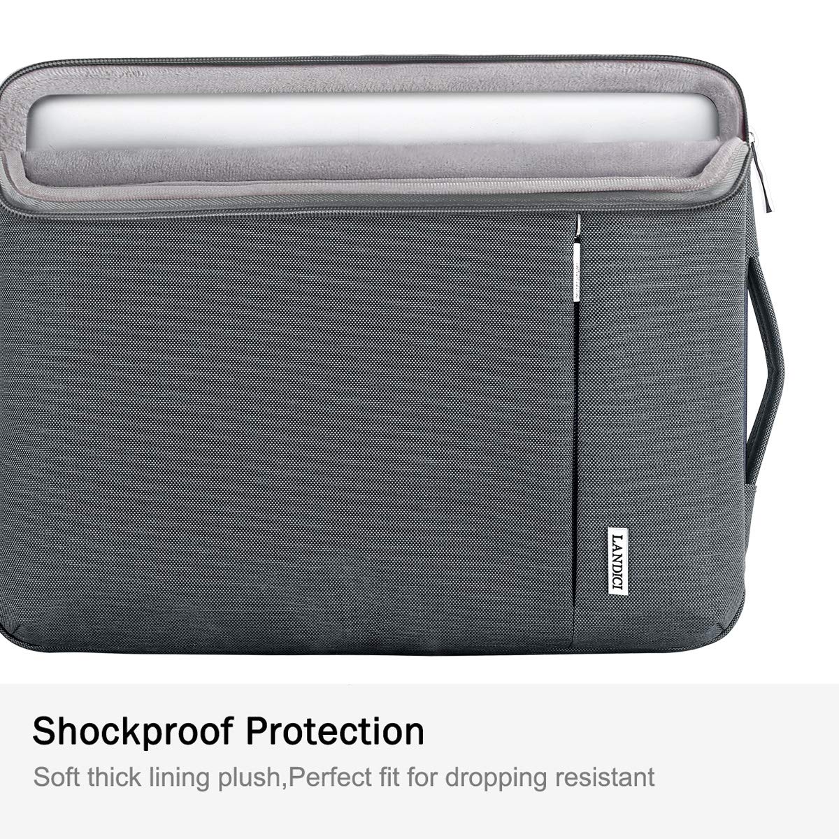 LANDICI 360° Protective Laptop Sleeve 11.6 Inch for Surface Pro 7 8 9/Laptop Go 2 3, MacBook Air 11, Small Computer Bag Carrying Case for 11-12 Inch Chromebook, Slim, Shockproof, Waterproof, Grey