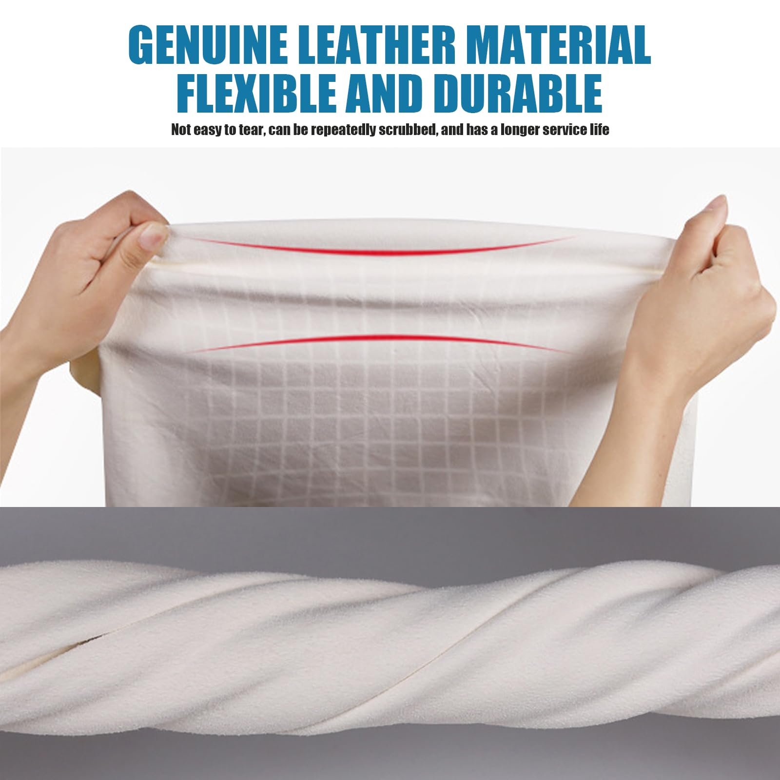 UGSHY 2 PCS 15" x 23" Chamois Drying Towel for Car, Super Absorbent Reusable Shammy Towel, Lint Free Natural Chamois Car Wash Cloth (White)