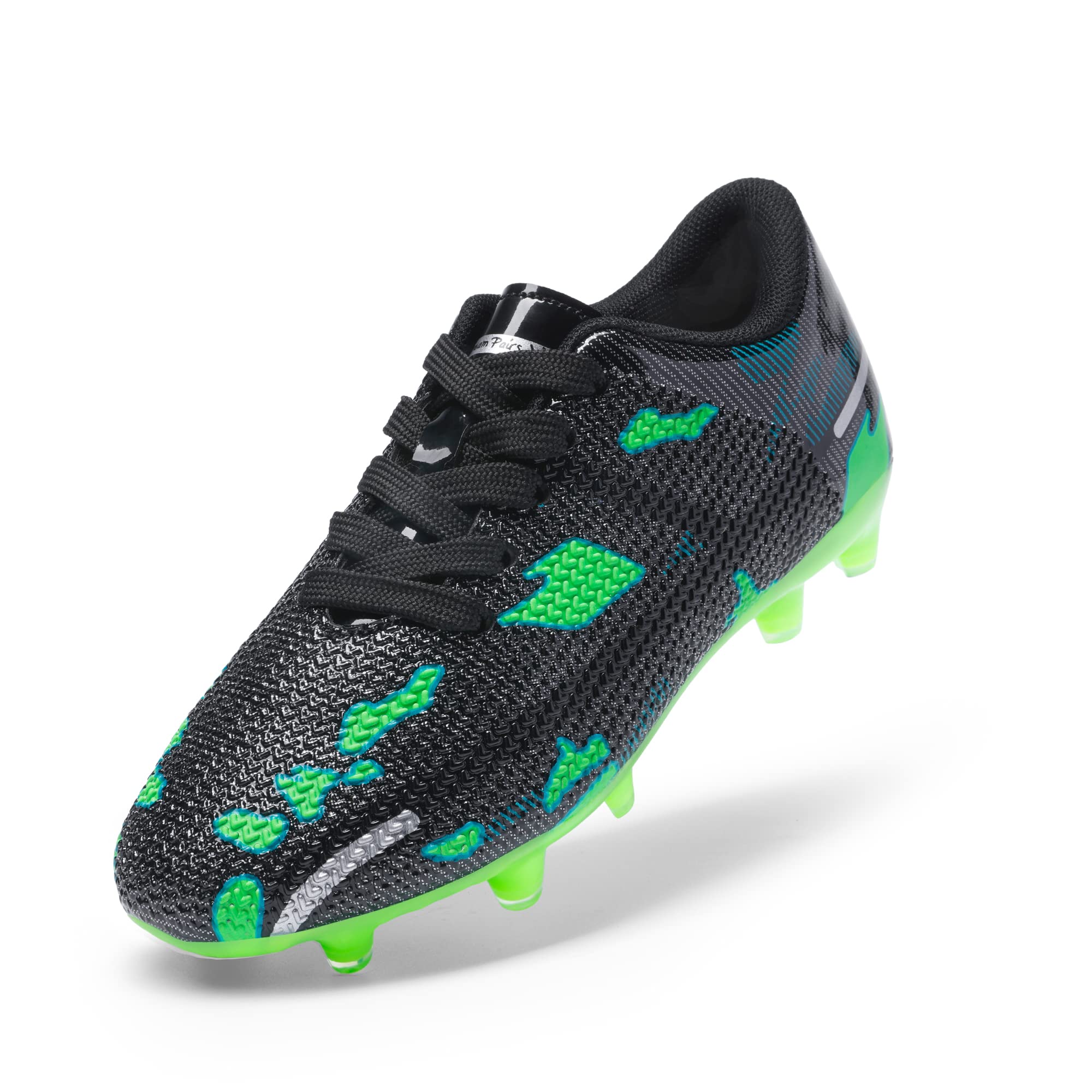 DREAM PAIRS Boys Girls Soccer Cleats Kids Football Shoes for Little/Big Kid,Size 6 Big Kid,Black/Green,SDSO2301K
