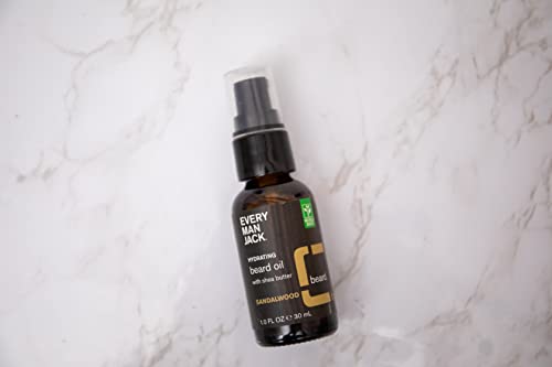 Every Man Jack Mens Beard Oil - Subtle Sandalwood Fragrance - Deeply Moisturizes and Softens Your Beard and Adds a Natural Shine - Naturally Derived with Shea Butter- 1.0-ounce Twin Pack