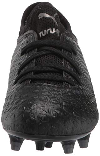 PUMA Unisex-Child Future 4.4 Firm/Artificial Ground Soccer Shoe, Black Black Aged Silver, 3 M US Little Kid