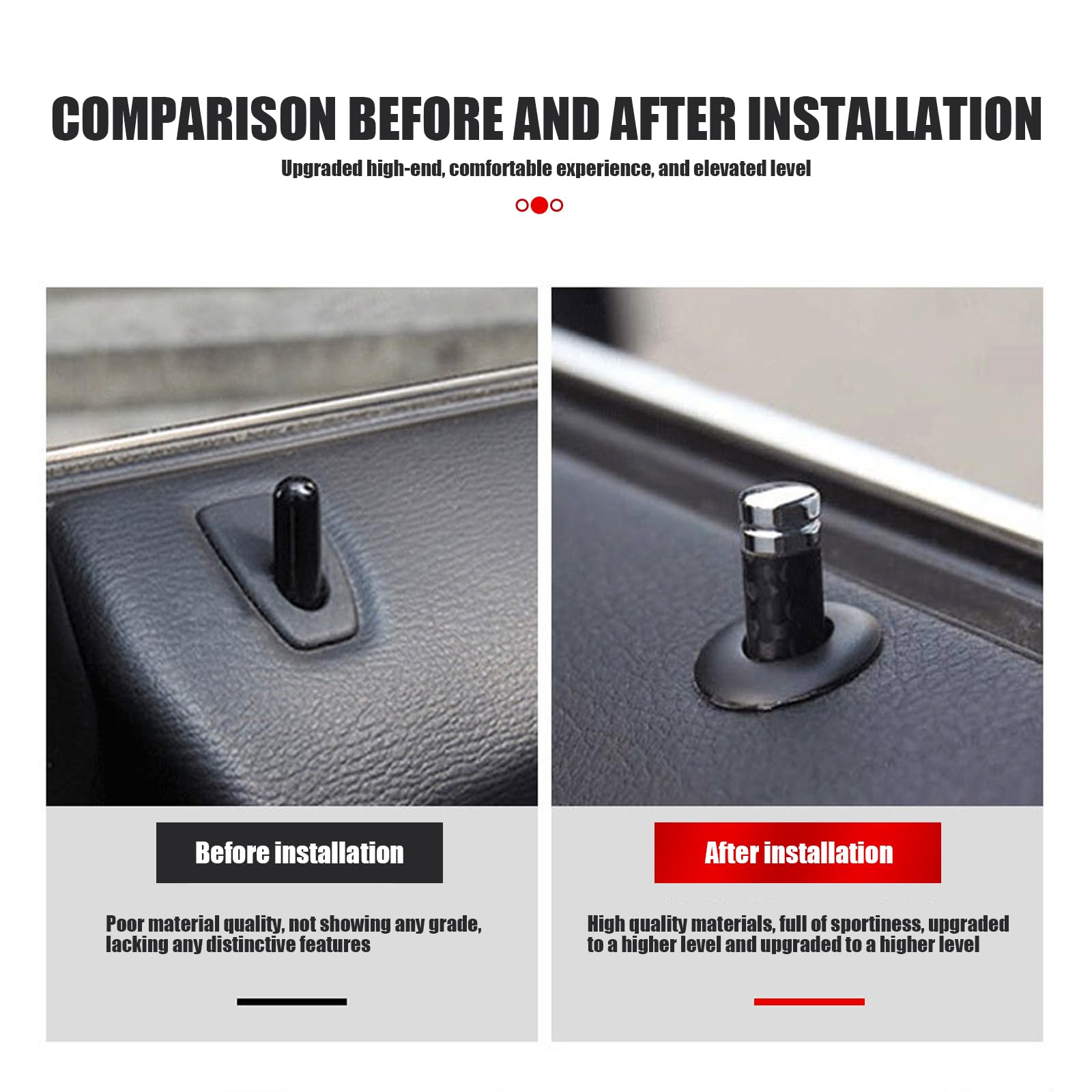 Hawyet 4 PCS Automobile Door Lock Knobs, Carbon Fiber Vehicle Door Pull Pins, Door Bolt Decorative Modification Covers, Car Interior Products, for Most Cars, Trucks and Van (Carbon Fiber)
