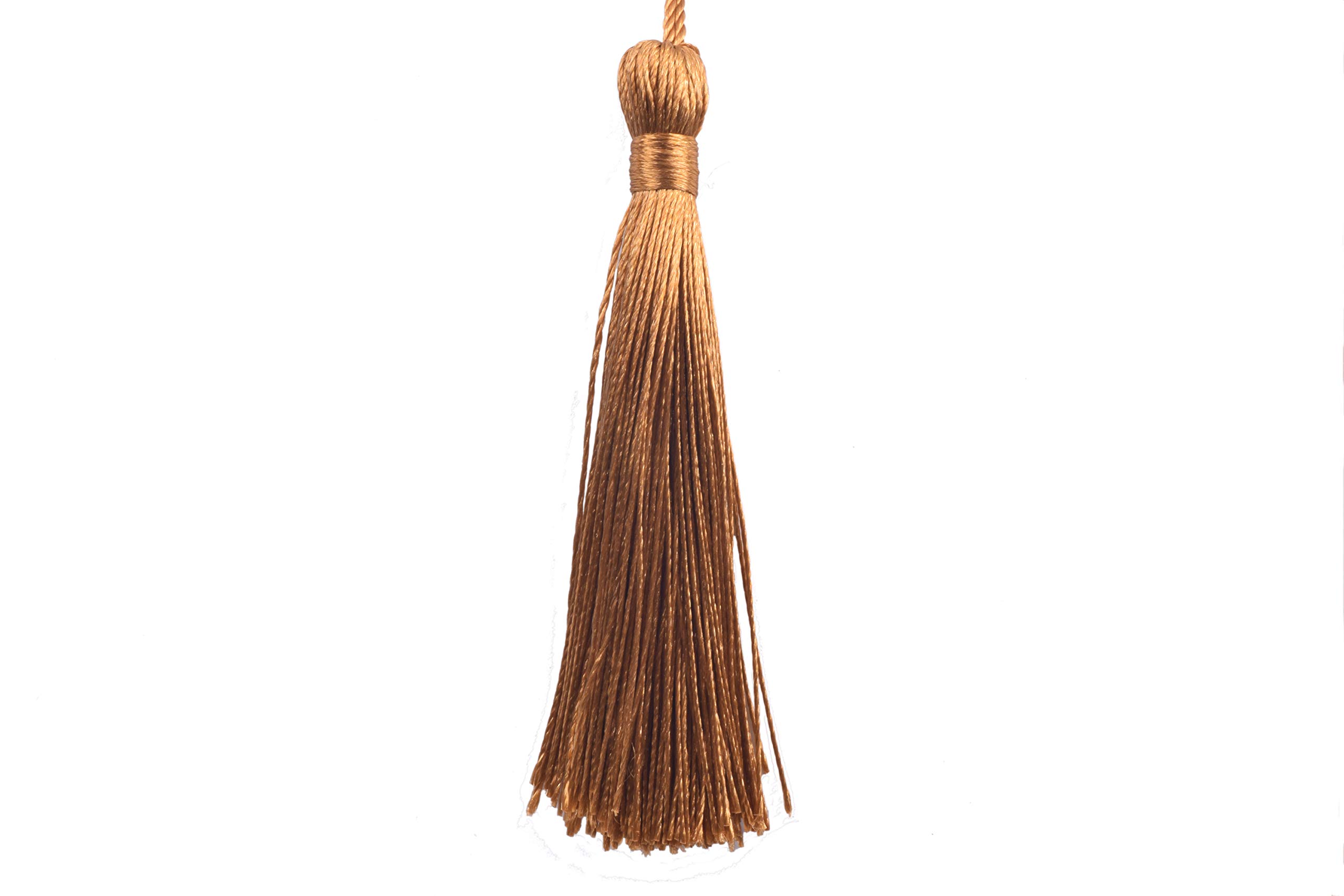 KONMAY 20pcs 3.5'' Small Silky Soft Craft Mini Bookmark Tassels with Loops for Jewelry Making, Gift Wrapping, Zipper Pull, Home Decor(Old Gold)