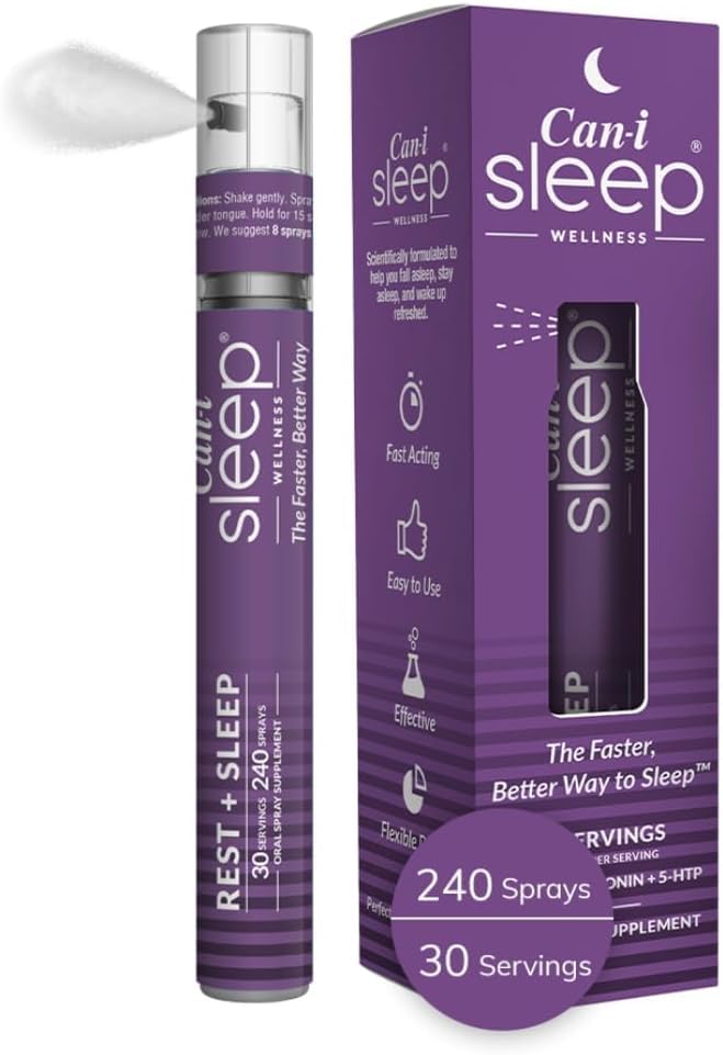 Sleep Fast & Longer - Vitamin Spray Can I Sleep Natural Sleep Aid with Melatonin, GABA, & 5-HTP - Nighttime Liquid Melatonin Spray - Advanced Multivitamin for Adults by Can-i Wellness