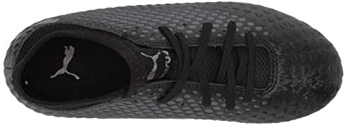 PUMA Unisex-Child Future 4.4 Firm/Artificial Ground Soccer Shoe, Black Black Aged Silver, 3 M US Little Kid