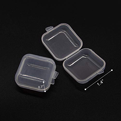 AUEAR, 40 Pack Mini Square Storage Containers Box with Hinged Lid Clear Earplugs Storage Box Plastic Transparent Storage Box for Tiny Bead Jewelry