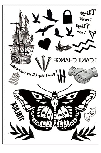 Harry Inspired Temporary Tattoo Bundle Harry Costume Cosplay Tats With Butterfly, Ship, And Nail Pattern Body Paint Styles Tattoos