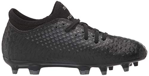 PUMA Unisex-Child Future 4.4 Firm/Artificial Ground Soccer Shoe, Black Black Aged Silver, 3 M US Little Kid