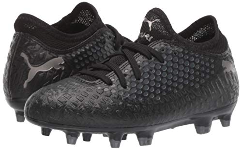 PUMA Unisex-Child Future 4.4 Firm/Artificial Ground Soccer Shoe, Black Black Aged Silver, 3 M US Little Kid