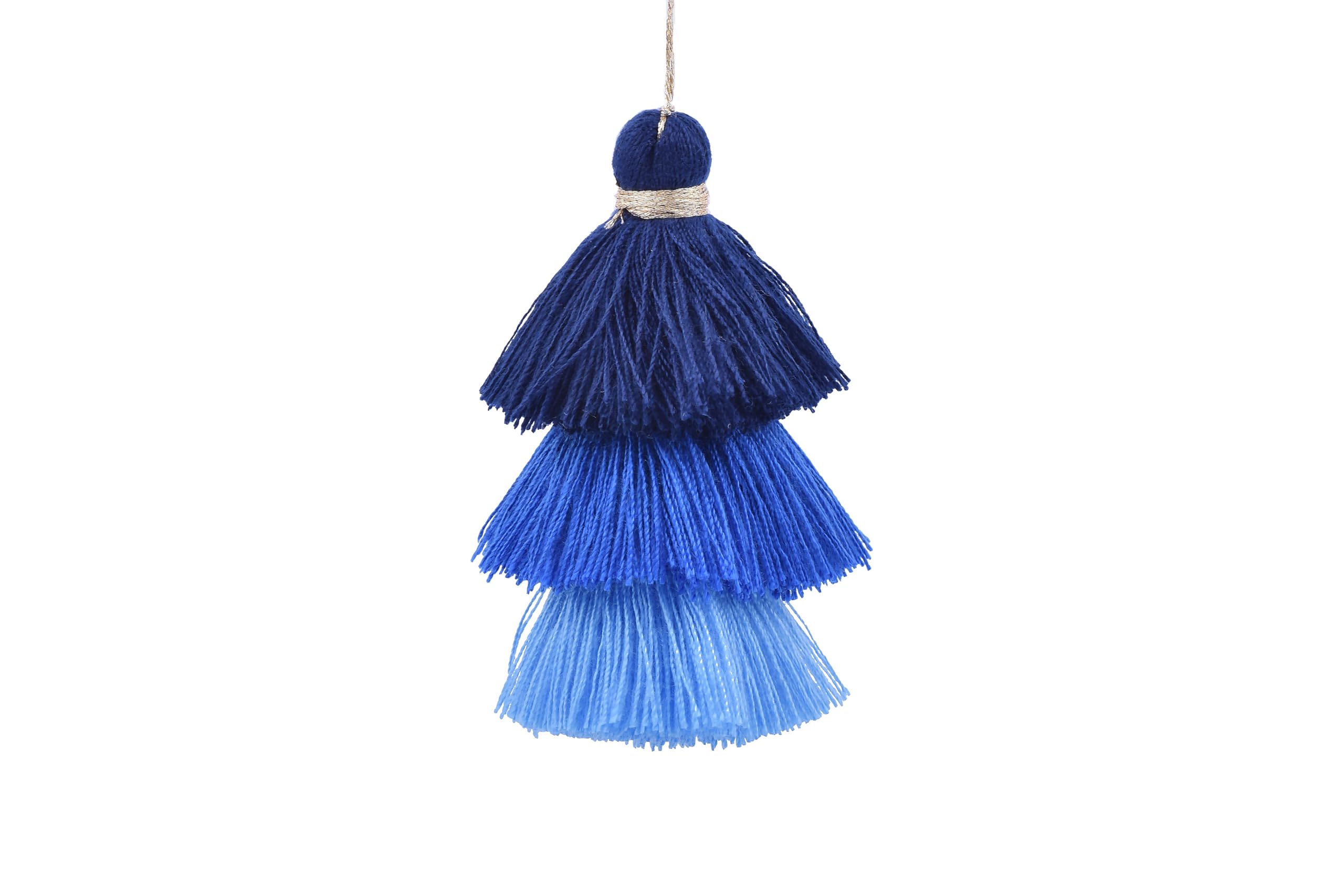 KONMAY 4pcs Tri-Layered Tassels with Hanging Loop for Jewelry Making, Clothing
