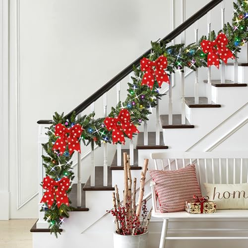 Anwyll Wired Edge Christmas Ribbon - 2-1/2 Inch x 22 Yard Red and White Polka Dot Wire Ribbon for Wreath, Tree, Gift Wrapping and Holiday Decoration