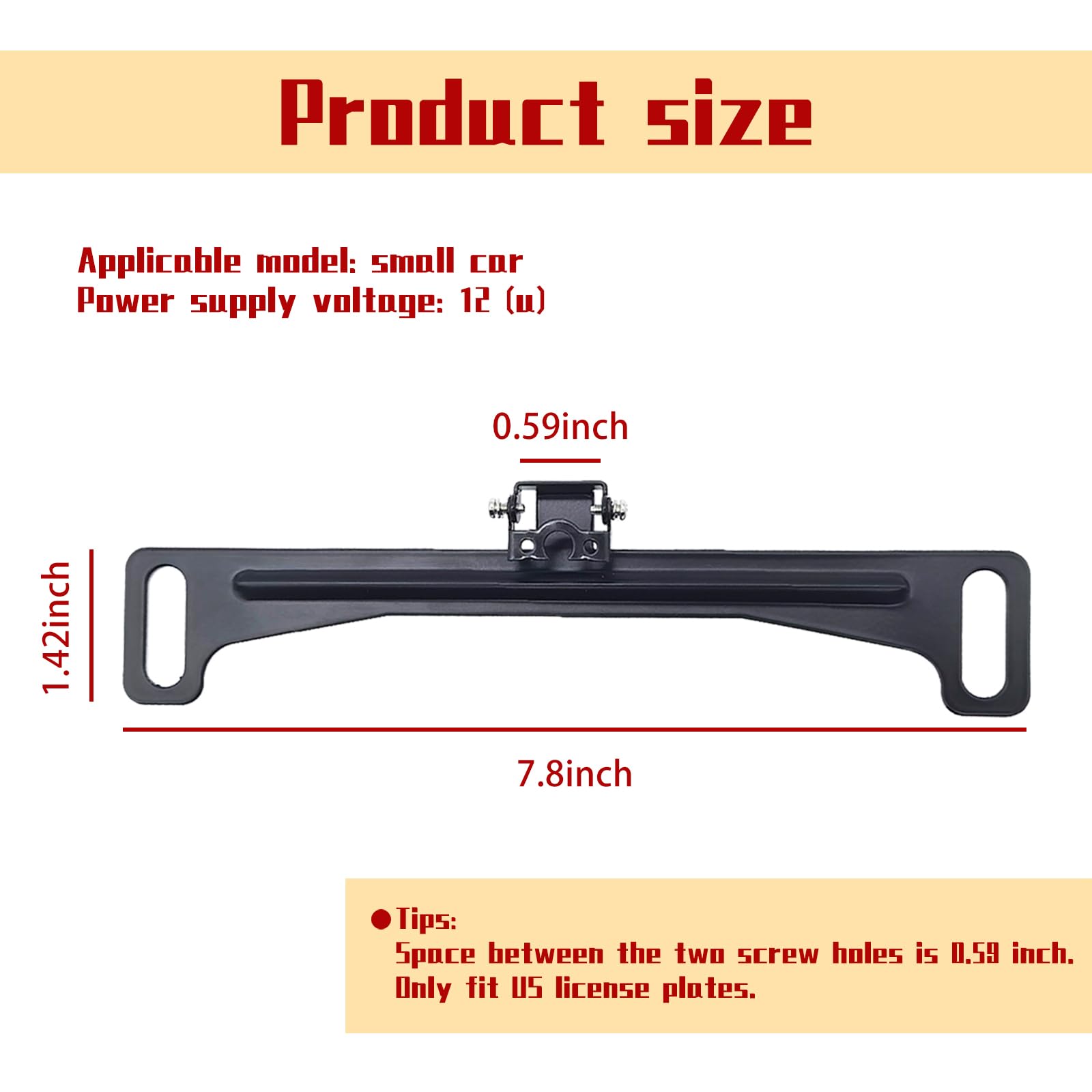 UGSHY Pack of 1 Rearview Camera Mount, Universal Car Rear View Camera License Plate Bracket, Installation Holder for Backup Camera Reverse Camera (Black)