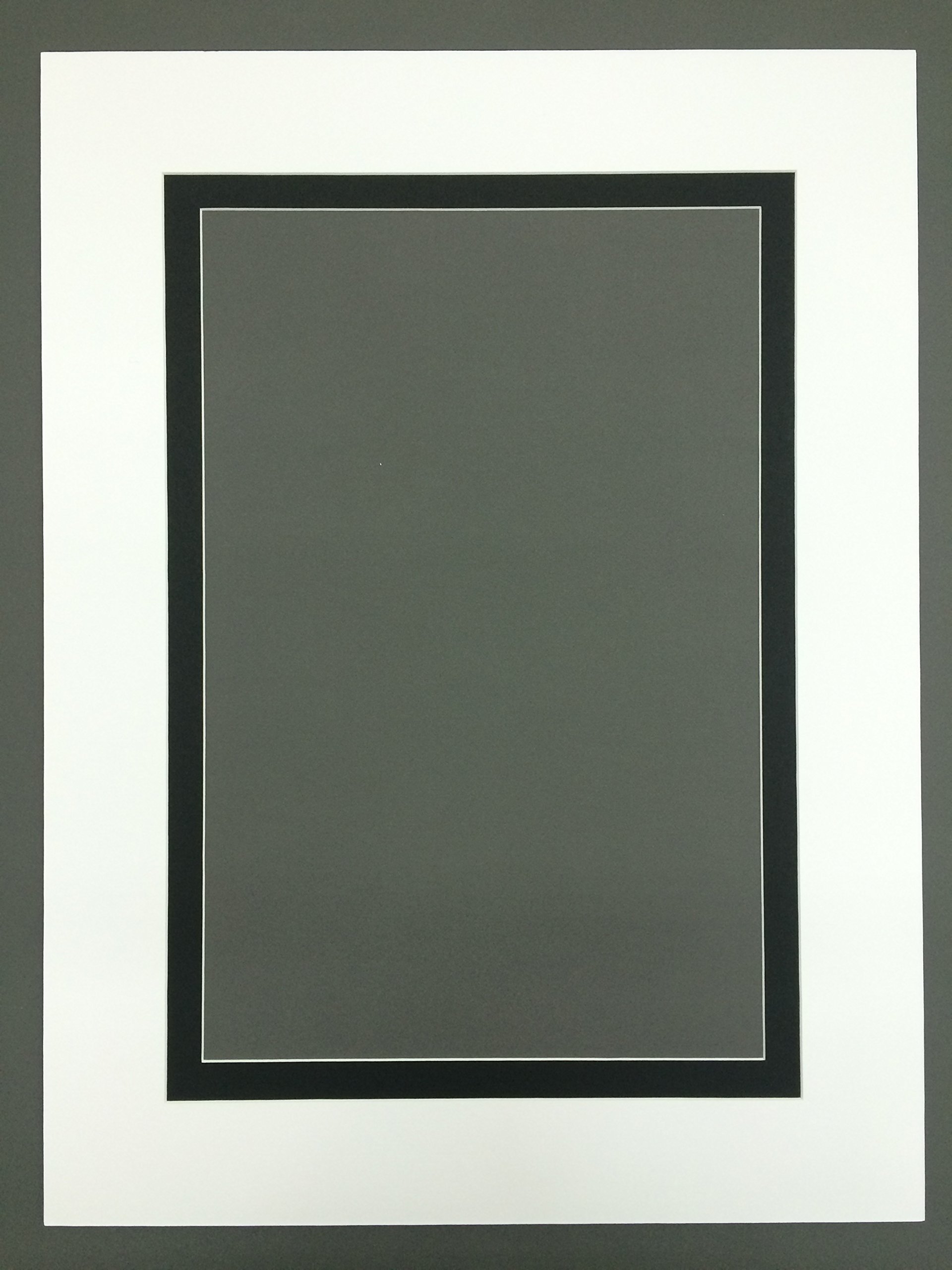 16x20 White & Black Double Picture Mats with White Core Bevel Cut for 11x14 Pictures