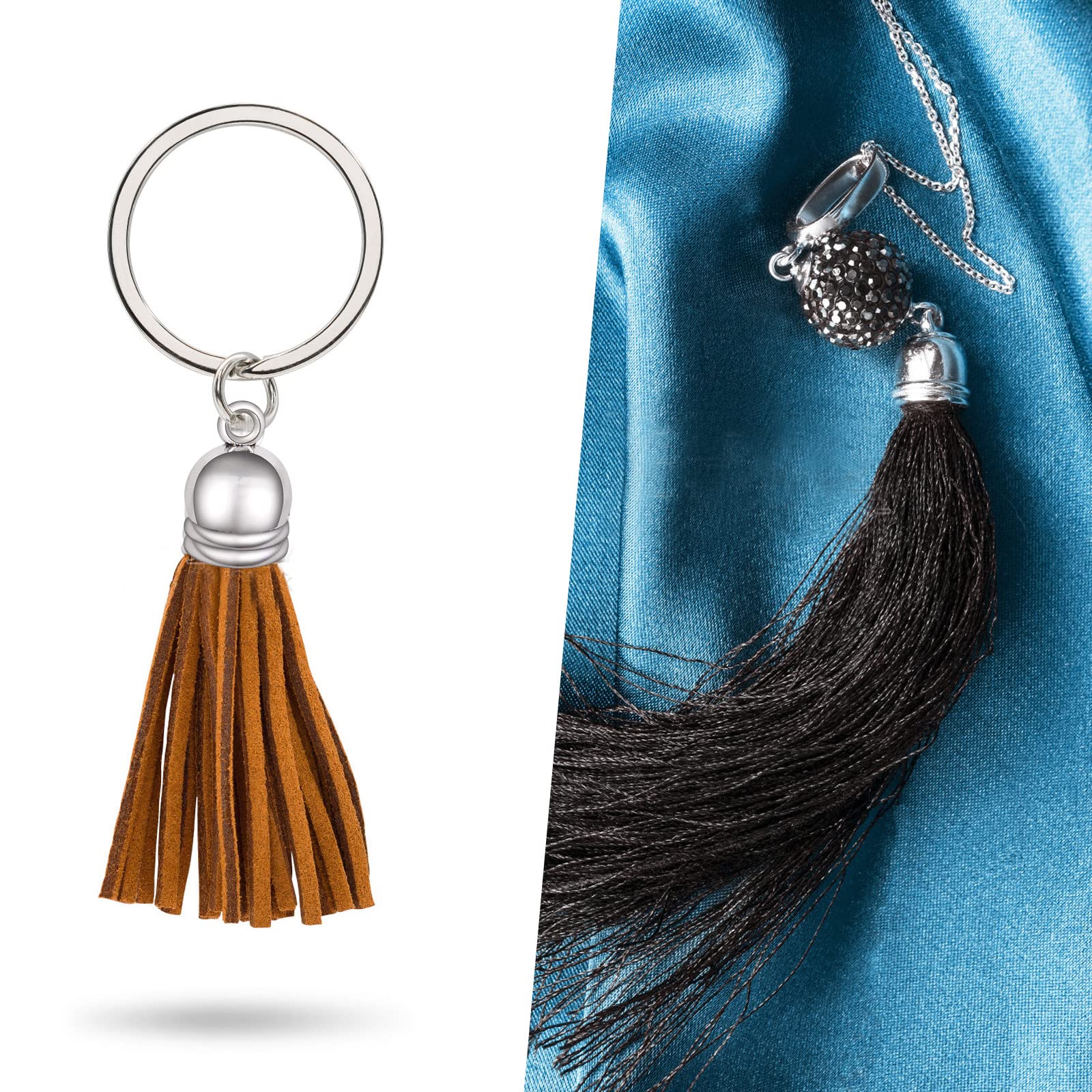 Aylifu 50pcs Silver Cord End Caps Glue-in Tassel Cap Clasps Connectors Leather Cord Findings Kit for DIY Bracelet Necklace Jewelry Making