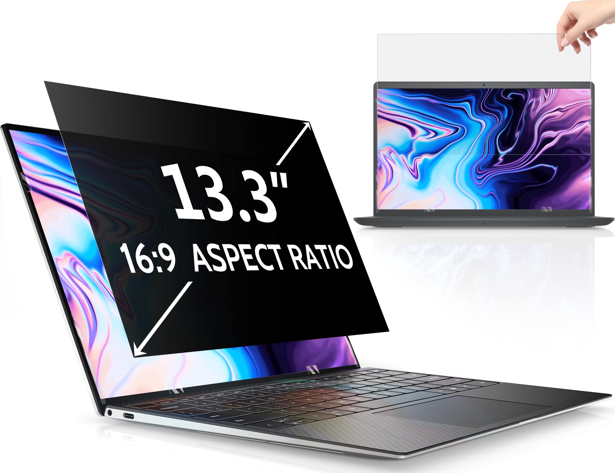 Peslv 13.3 Inch Laptop Privacy Screen for 16:9 Computer Monitor, Anti Glare Blue Light Filter Protector, Removable 13 In Security Shield Compatible with Lenovo Hp Dell Acer Asus Thinkpad Envy Xps