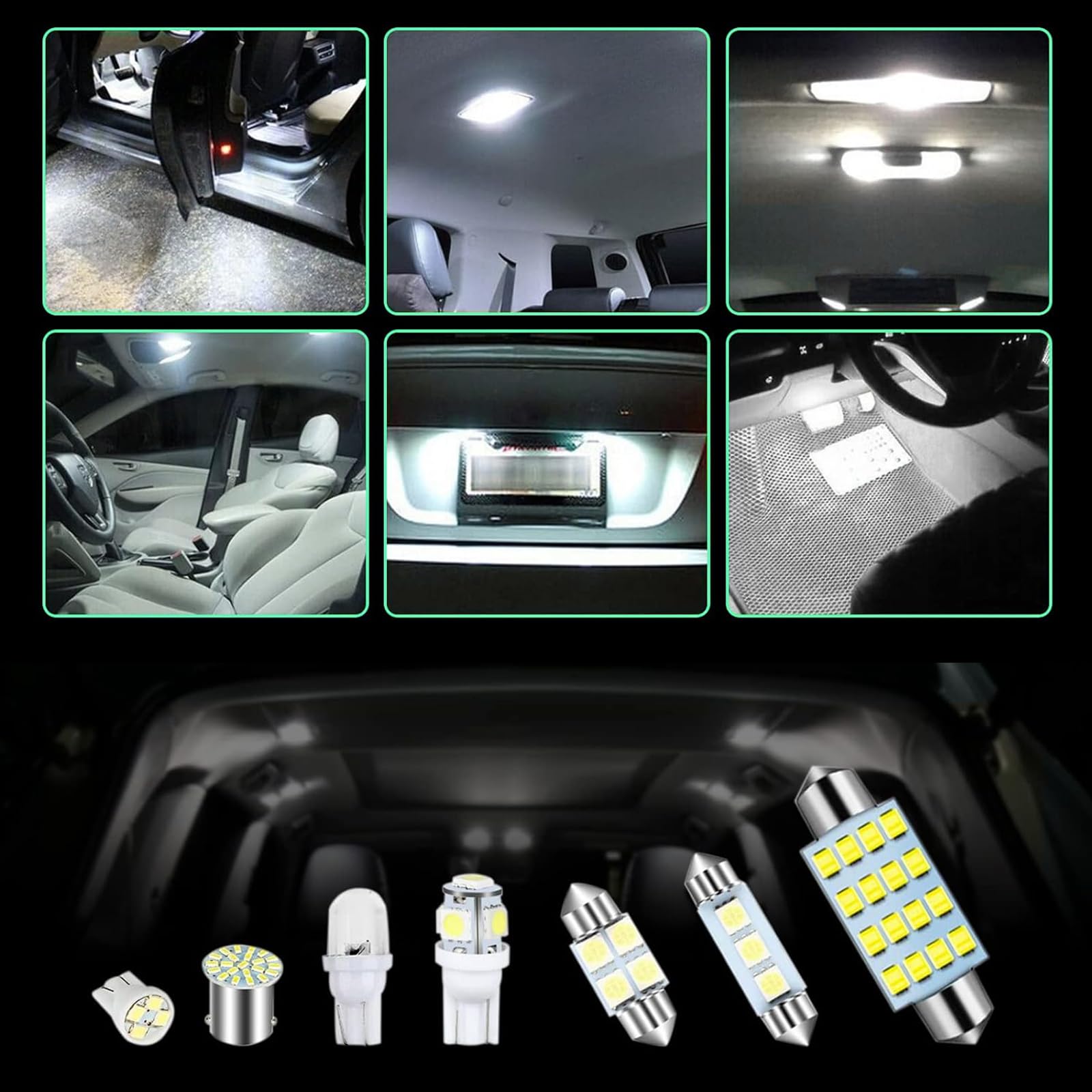 Crynod 42 PCS T10 Car LED License Plate Light Combination Sets, 12V IP68 Waterproof Automobile Dome Lights Replacement, Universal Vehicle Read Light Kit for Car Truck SUV (White Light)