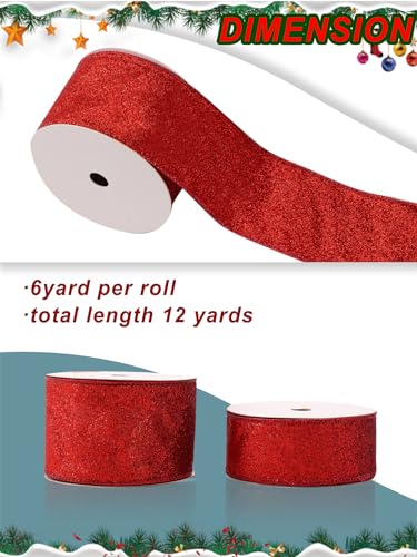 Wlflash 2-1/2 Inch10 Yards Merry Christmas Wired Edge Xmas Net Ribbon Wreath Supplies Decorative Wrapping Craft Roll for Gift Decor Accessories Party Decoration