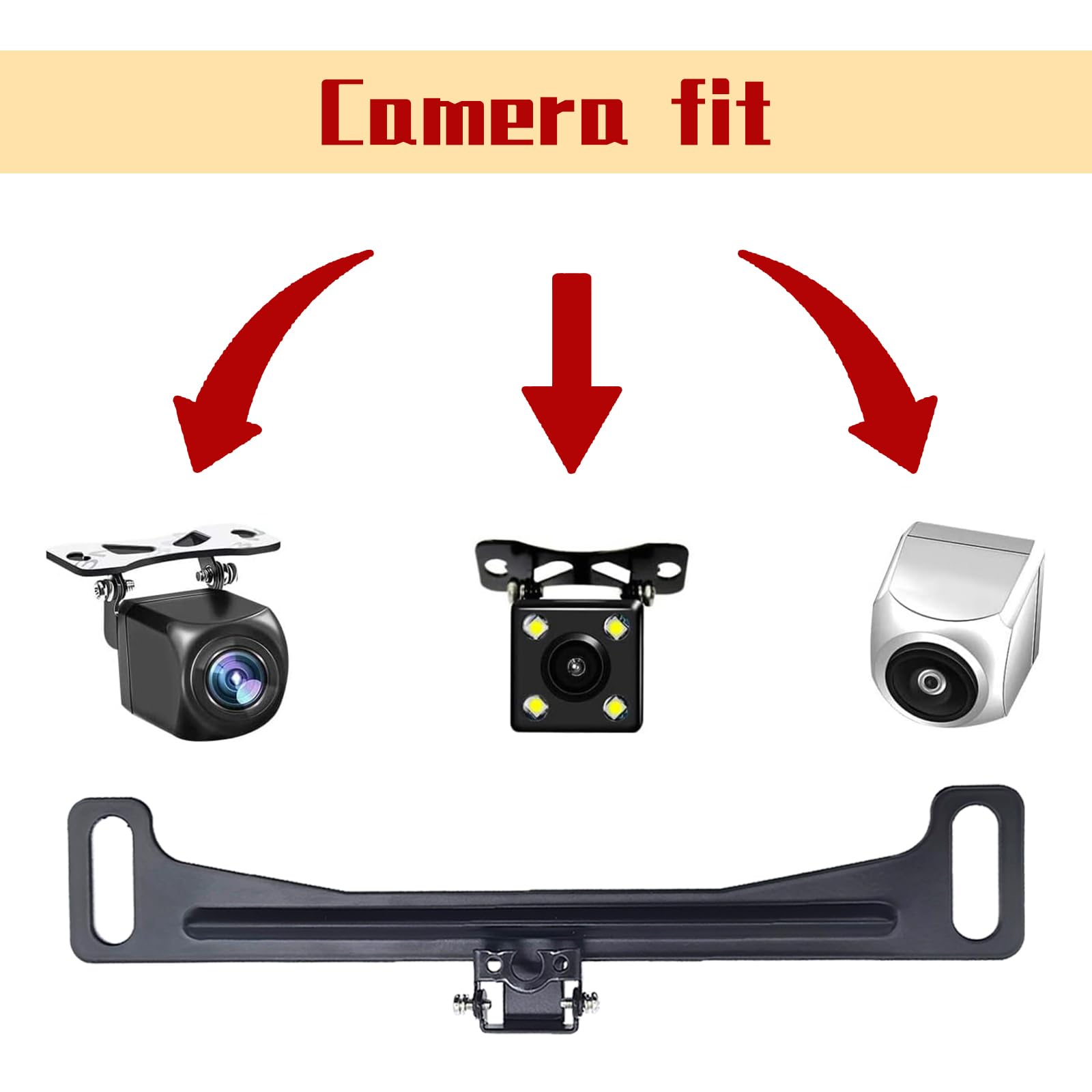 UGSHY Pack of 1 Rearview Camera Mount, Universal Car Rear View Camera License Plate Bracket, Installation Holder for Backup Camera Reverse Camera (Black)