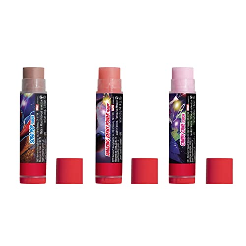 Lip Smacker Marvel Spiderman Holiday 3 pcs Flavored Lip Balm Tin, Stocking Stuff For Boys