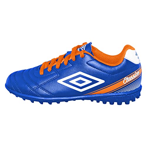Umbro Boy's Classico X TF Jr. Soccer Turf Shoe, Blue/White/Orange, 4 Little Kid