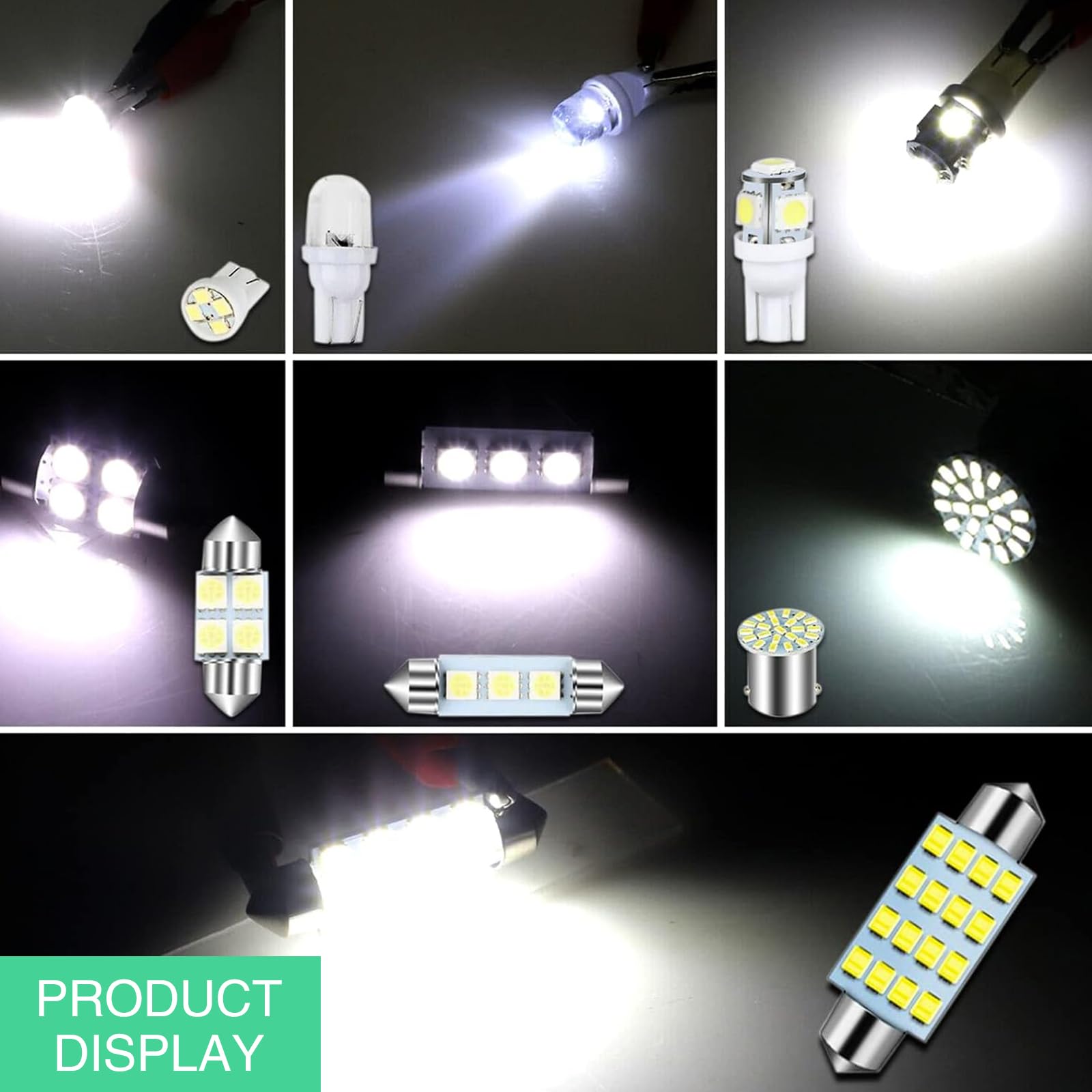 Crynod 42 PCS T10 Car LED License Plate Light Combination Sets, 12V IP68 Waterproof Automobile Dome Lights Replacement, Universal Vehicle Read Light Kit for Car Truck SUV (White Light)