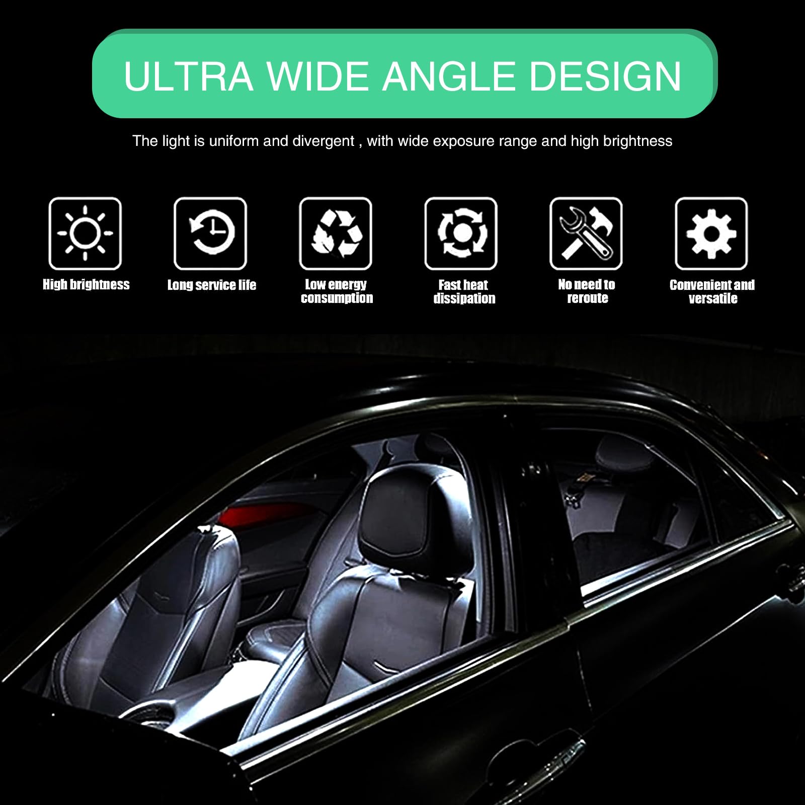Crynod 42 PCS T10 Car LED License Plate Light Combination Sets, 12V IP68 Waterproof Automobile Dome Lights Replacement, Universal Vehicle Read Light Kit for Car Truck SUV (White Light)