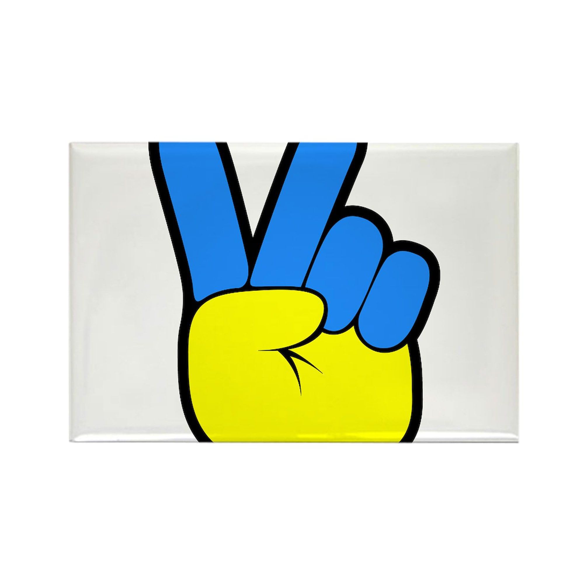 CafePress Ukrainian Flag Peace Sign Ukraine Native H Magnets Rectangle Magnet, 3"x2" Refrigerator Magnet