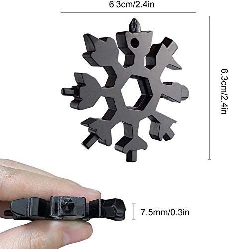 18 in 1 Snowflake Multitool for Men, Small Stainless Steel All in One Screwdriver as Bottle Opener, Screwdriver, Wrench, Box Cutter, Mini Keychain Gadgets for Camping, Survival