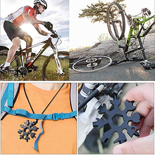 18 in 1 Snowflake Multitool for Men, Small Stainless Steel All in One Screwdriver as Bottle Opener, Screwdriver, Wrench, Box Cutter, Mini Keychain Gadgets for Camping, Survival