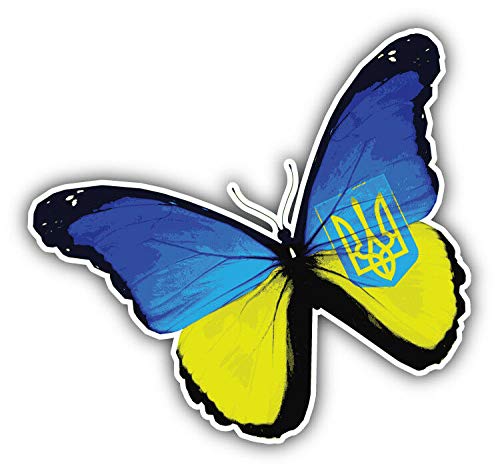 KW Vinyl Magnet Ukraine Grunge Flag Butterfly Truck Car Magnet Bumper Sticker Magnetic 5"