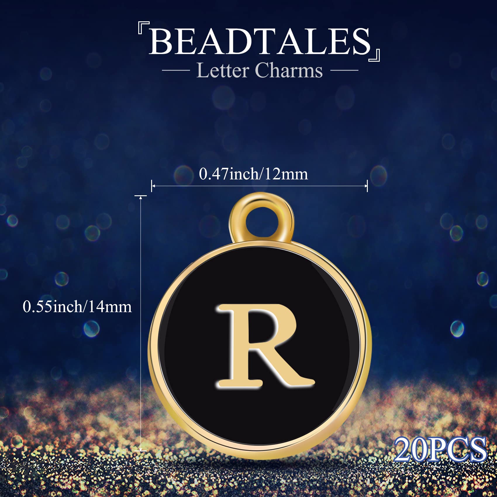 Beadtales 20 Pcs Letter Charms Enamel Alphabet Double Sided Charms for Bracelets Necklace Jewelry Making