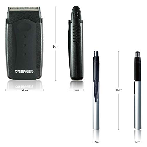URBANER Battery Powered Grooming Trimmer Gift Set for Men, Electric Beard Shaver and Ear and Nose Hair Clipper, Safe Blades, Portable, Cordless, MB-970