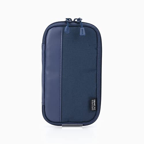 LIHIT LAB Compact Pen Case (Pencil Case), Water & Stain Repellent,3.5" x 6.5'' , Navy (A7687-11)