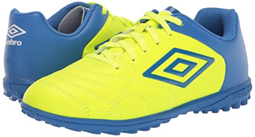 Umbro Boy's Classico XI TF Jr. Soccer Turf Shoe, Yellow/Blue/White, 12 Little Kid