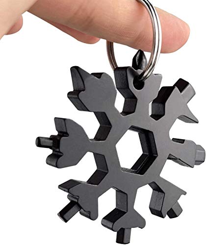 18 in 1 Snowflake Multitool for Men, Small Stainless Steel All in One Screwdriver as Bottle Opener, Screwdriver, Wrench, Box Cutter, Mini Keychain Gadgets for Camping, Survival