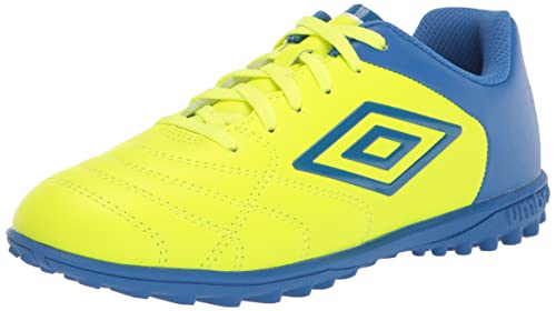 Umbro Boy's Classico XI TF Jr. Soccer Turf Shoe, Yellow/Blue/White, 12 Little Kid