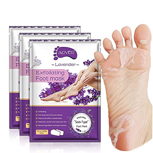 Foot Peel Mask 3 Pack, Exfoliator Peel Off Calluses Dead Skin Callus Remover,Baby Soft Smooth Touch Feet-Men Women (Lavender)