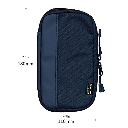 LIHIT LAB Compact Pen Case (Pencil Case), Water & Stain Repellent,3.5" x 6.5'' , Navy (A7687-11)