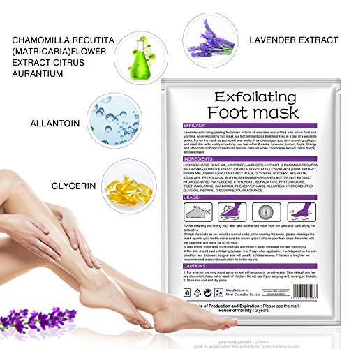 Foot Peel Mask 3 Pack, Exfoliator Peel Off Calluses Dead Skin Callus Remover,Baby Soft Smooth Touch Feet-Men Women (Lavender)