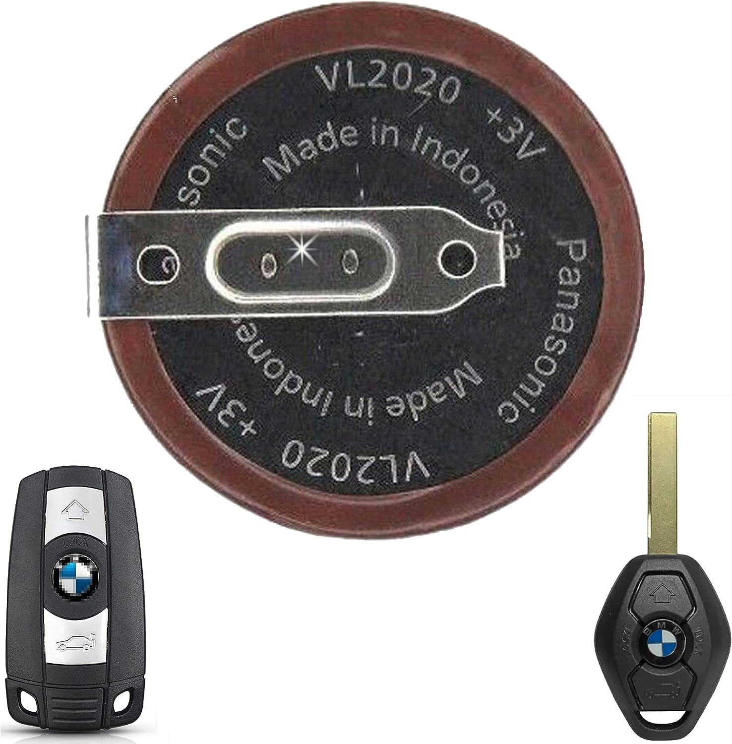 (2 PACK) REMOTE KEY FOB BATTERY VL2020 for BMW fits 1996-2014 LX8FZV and Smart case shell accessories 1,3, 5, 6, 7 Series Z3, Z4, Z8, M3, M5, M6, X5, X6, E81 E46 E39 E63 E38 E83 E53 E36 E85 E39 E46
