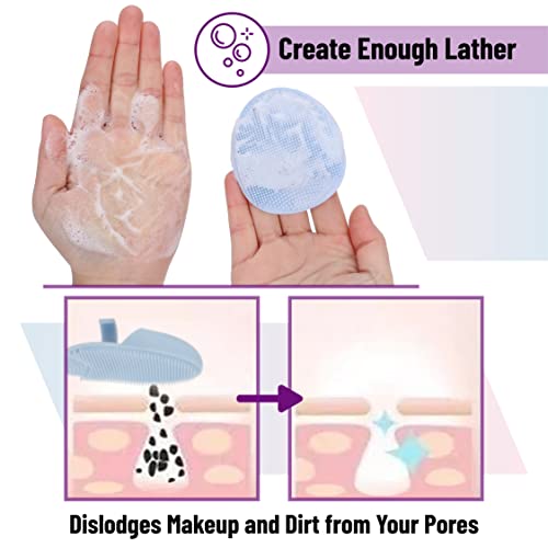 Slick- Silicone Facial Cleansing Brush, 4 Pack, Silicone Face Scrubber, Face Brush, Face Scrubber Exfoliator, Face Cleansing Brush, Exfoliating Brush, Face Wash Brush, Silicone Face Brush