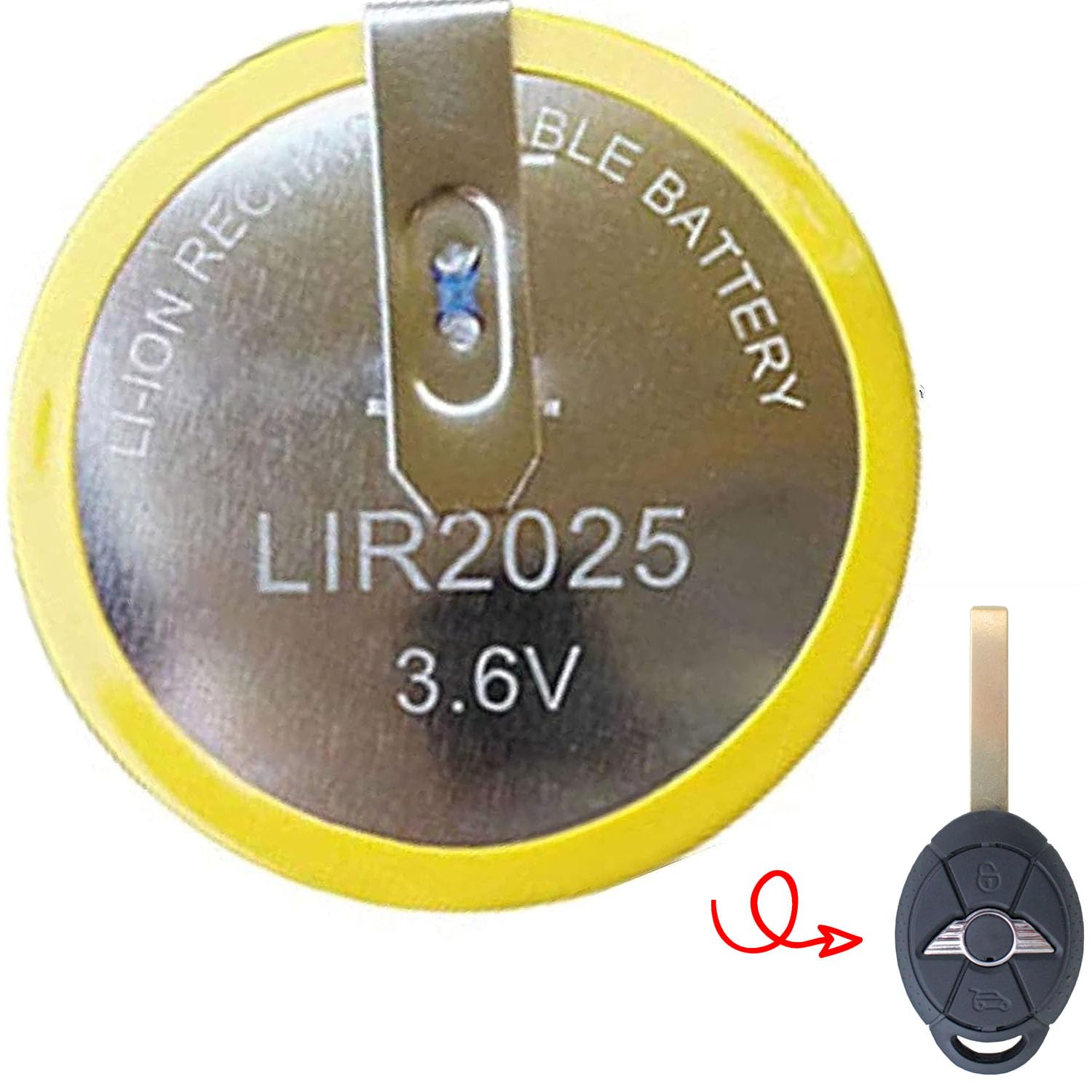 for 1996-2012 Remote Key FOB Battery LIR2025 (90 Degrees) Compatible with BMW Mini Cooper 3, 5, 7 Series, M3, M5, M6, Z3, Z4, Z8, E63 E38 E83 E53 E36 E85 (FCC ID: LX8FZV, LX8 FZV) – with Instructions